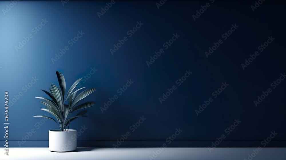 Blank product display on blue studio background with pedestal or podium ...