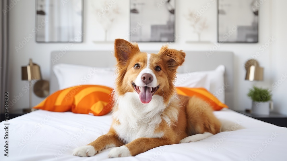 In an opulent bedroom decorated in vibrant colors and a king-size bed ...