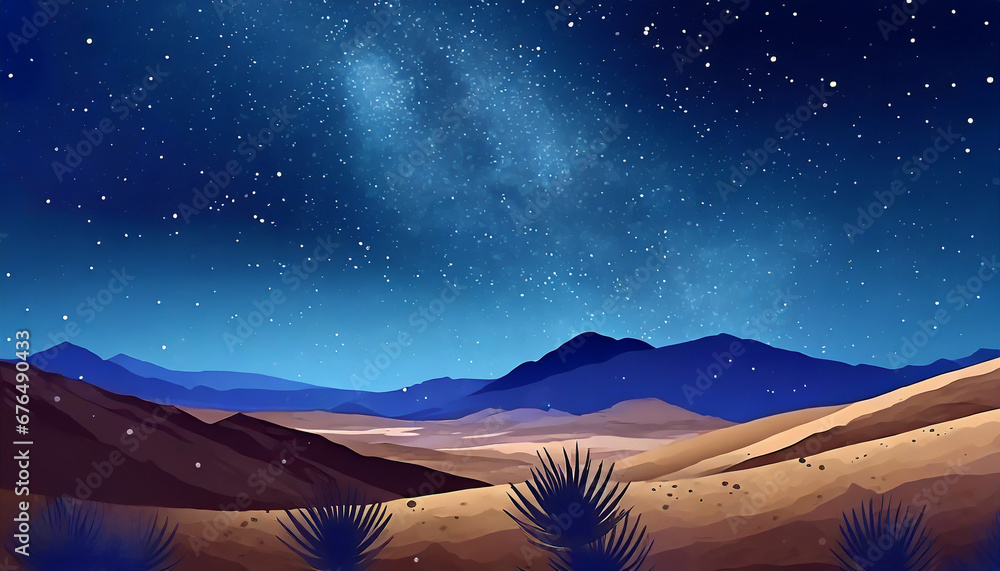 astral night desert landscape with starry cobalt blue sky hd phone ...