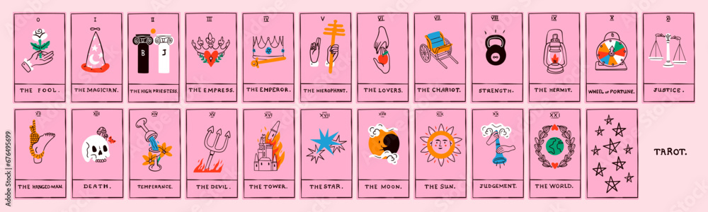 Tarot cards deck. Major arcana set. Unique minimal style. Trendy ...