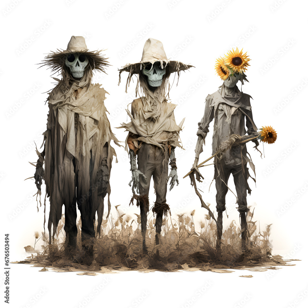 Zombie apocalypse. crowd of zombies with ripped clothes isolated on ...