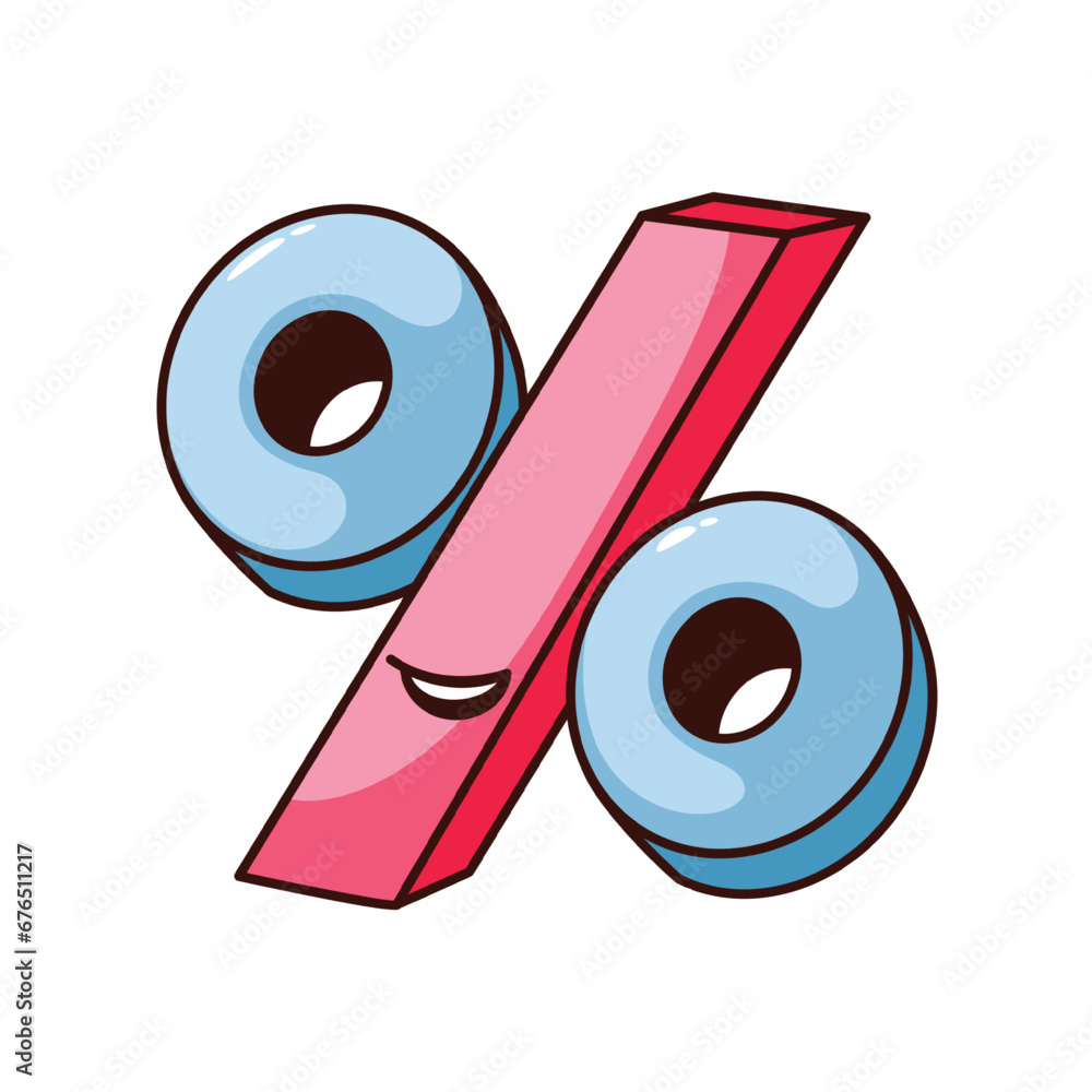 Groovy percentage character vector illustration. Cartoon isolated retro ...