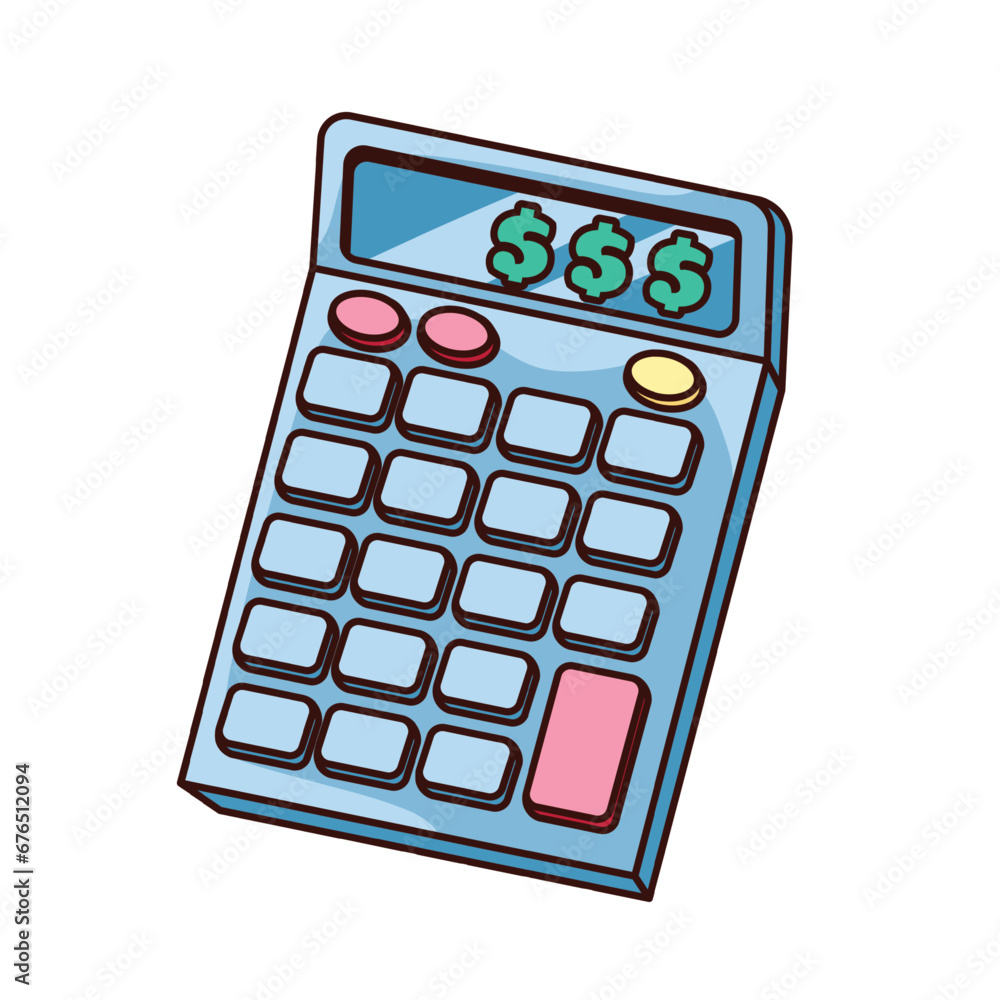 Groovy calculator to calculate money vector illustration. Cartoon ...