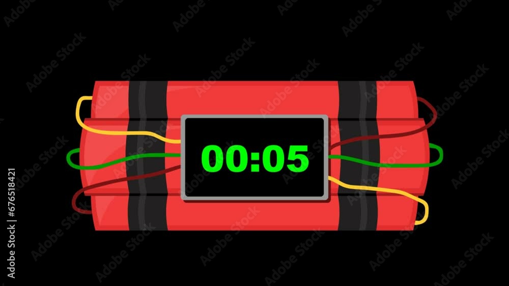 video animation time bomb dynamite of 10 second and a burst, on a ...