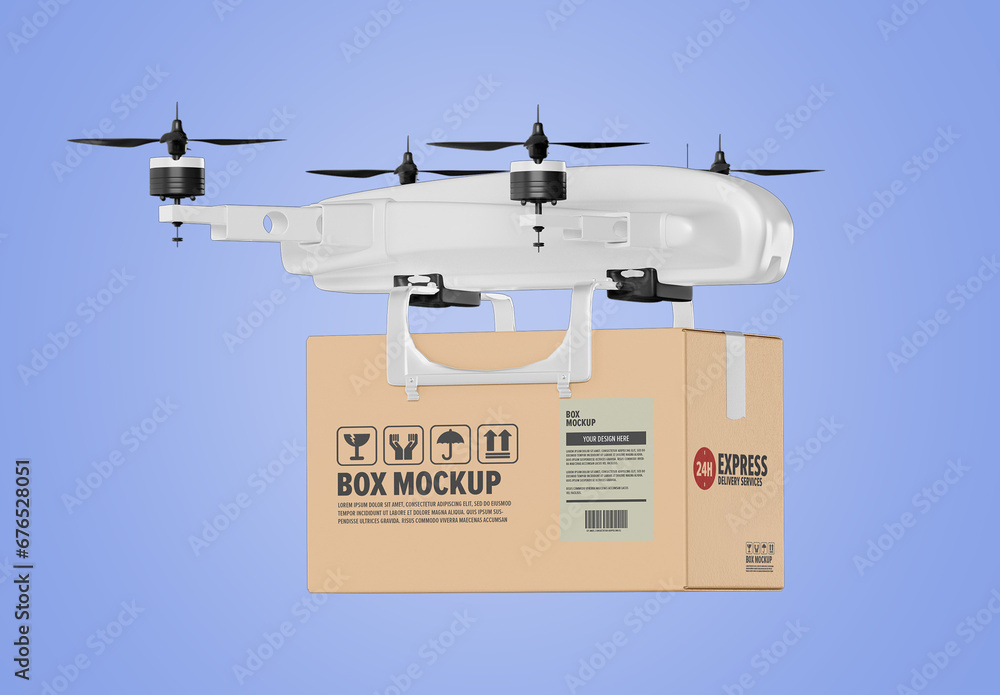 Drone with Box Mockup Stock Template | Adobe Stock