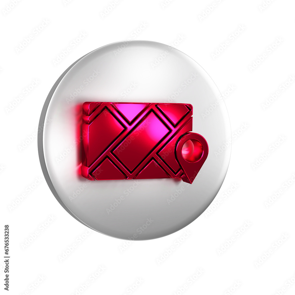 Red Infographic of city map navigation icon isolated on transparent ...