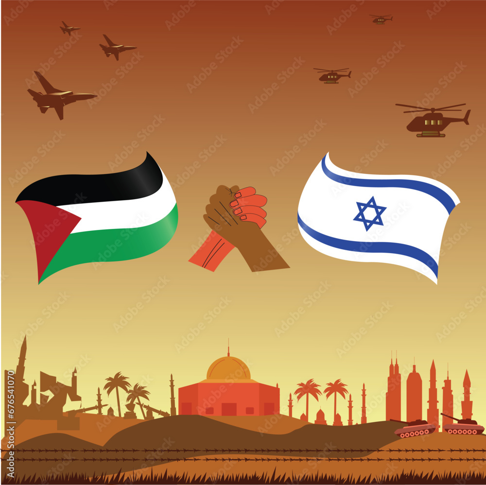 Palestine vs Israel war concept creative graphic design vector isolated ...