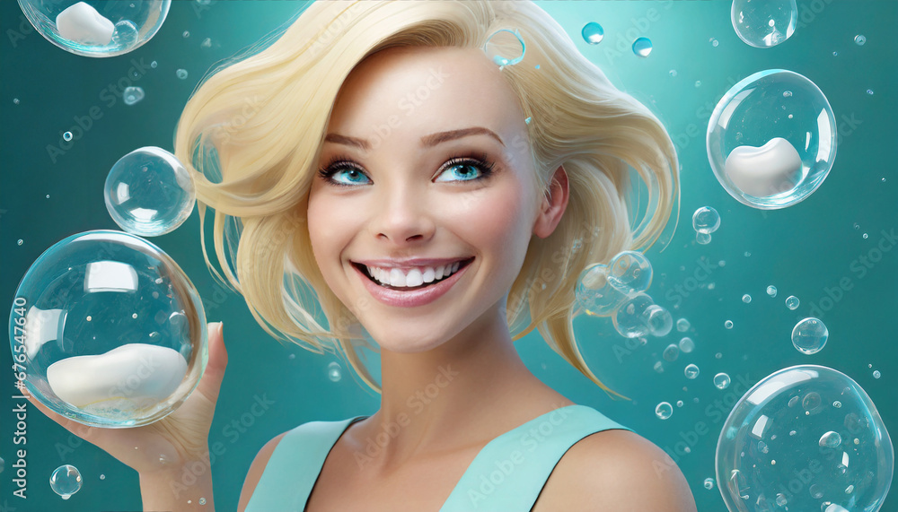 Foto de Healthy gums and teeth with fluoride Liquid Bubble Protect and ...