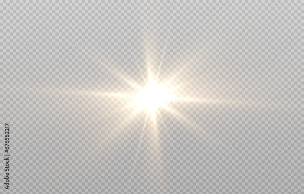 Vector light on isolated transparent background. Sun, rays of light png ...