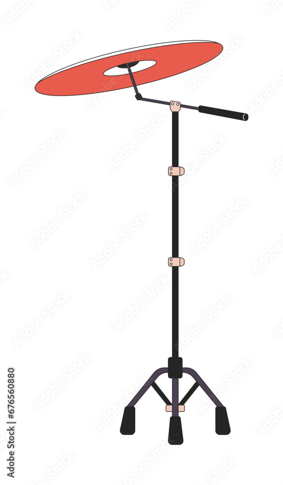 Crash cymbal 2D linear cartoon object. Musical percussion instrument ...