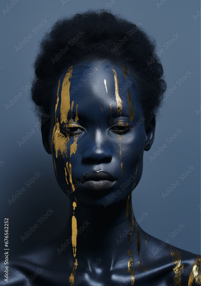 young south sudan female, dark skin and 70s afro hair, universally ...