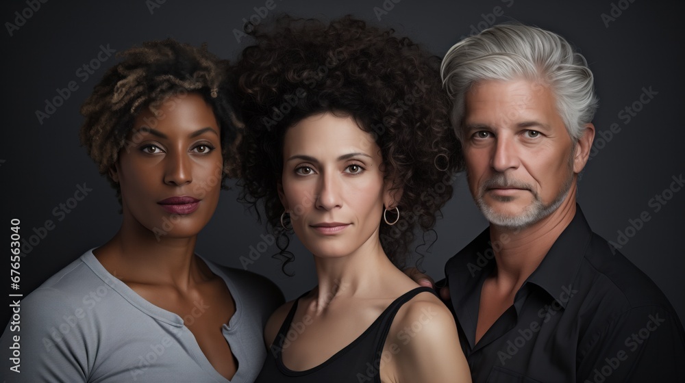 Polyamorous Throuple Threesome With Multiracial Black White Woman Man