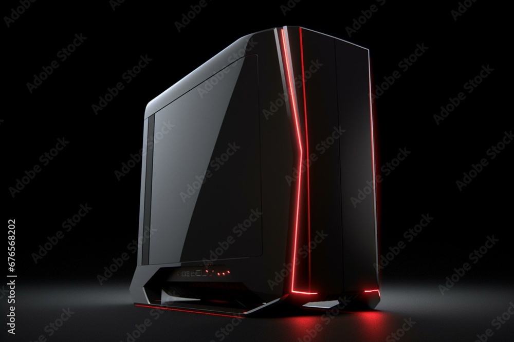 A standalone gaming PC with a realistic visual representation in 3D ...
