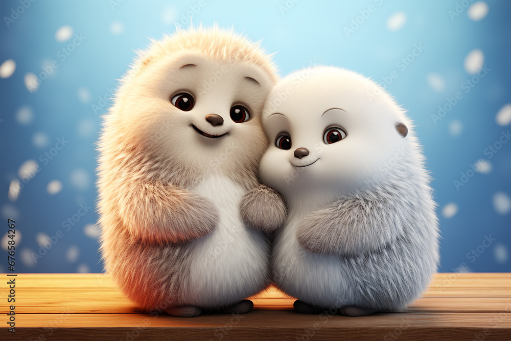 National Hugging Day. Cute animated animals hug each other. celebration ...