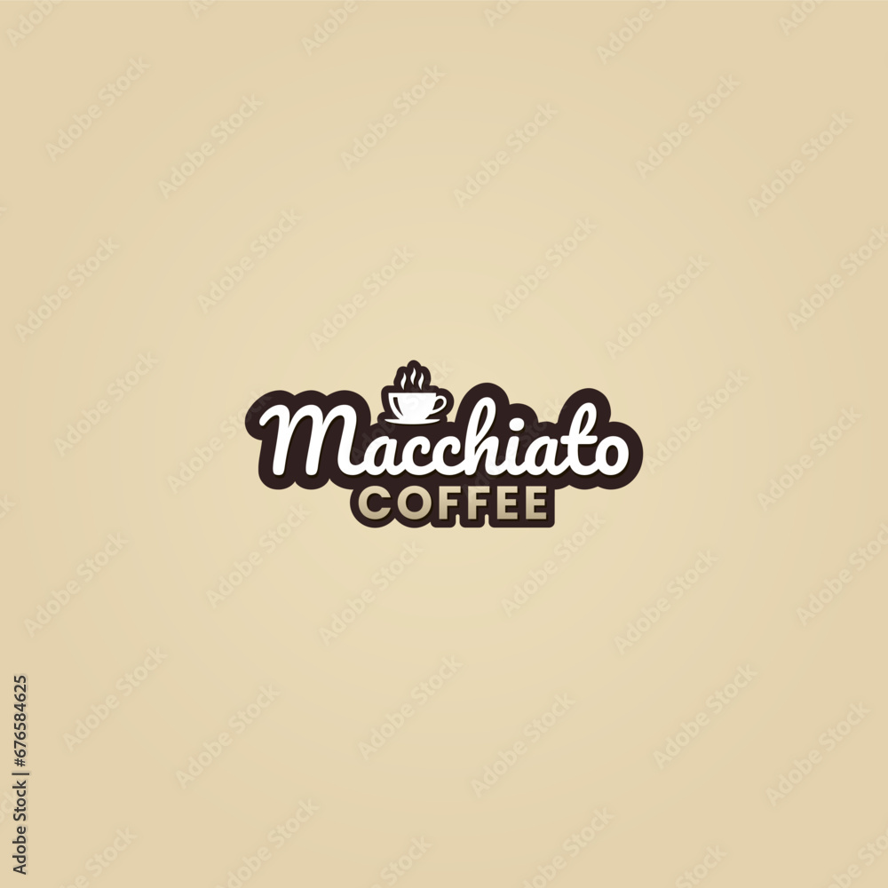 Macchiato coffee logo or Macchiato coffee label vector isolated in flat ...