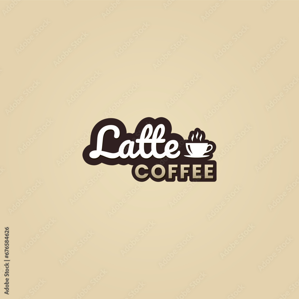 Vetor de Latte coffee logo or Latte coffee label vector isolated in flat style. Best Latte ...
