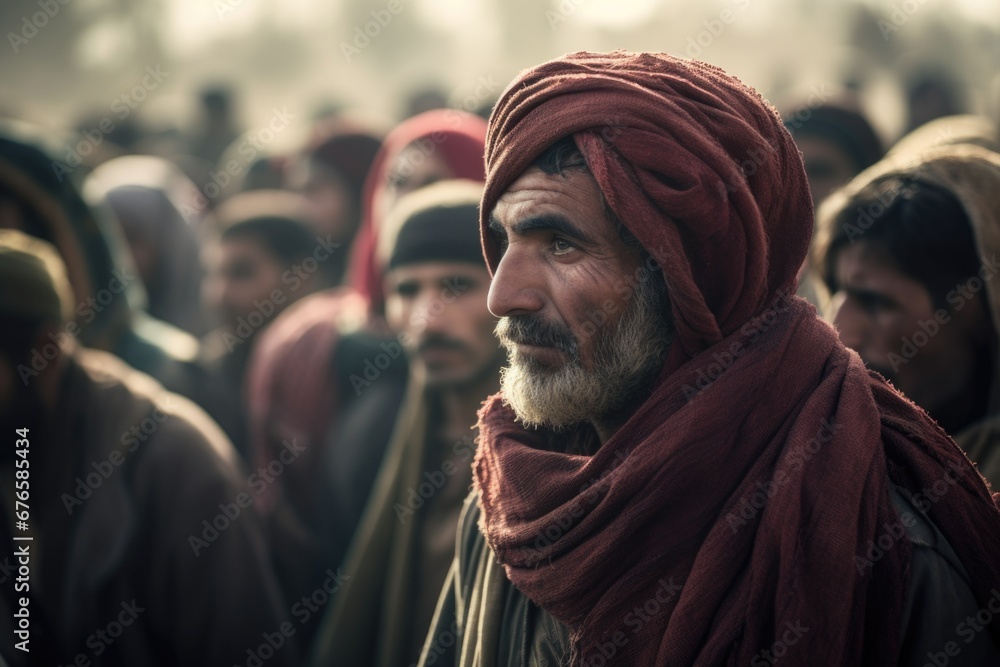 Emigrants refugees, people fleeing desperation, leaving their homes in ...