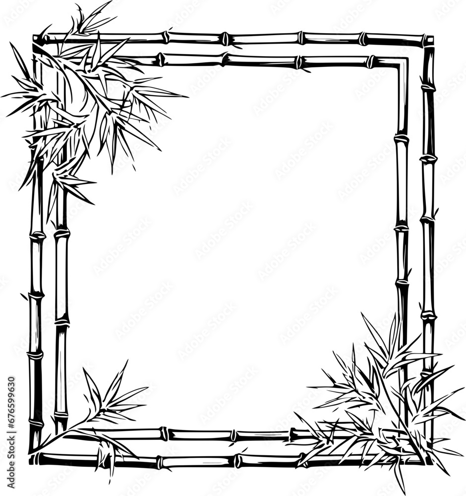Bamboo frame border silhouette Stock Vector | Adobe Stock
