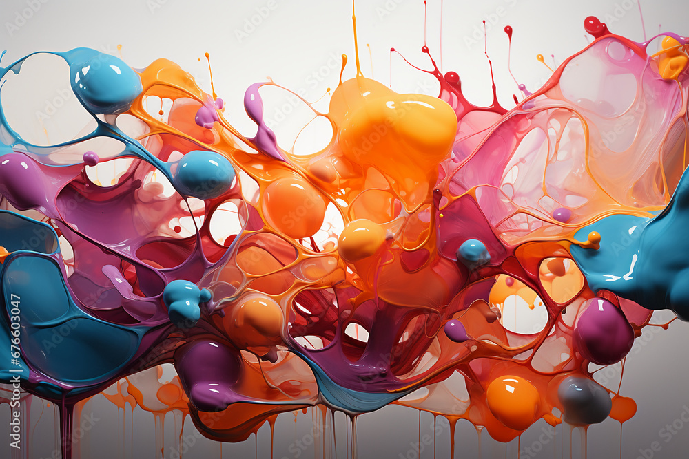 An abstract expressionist painting using bold brush strokes, dripping ...