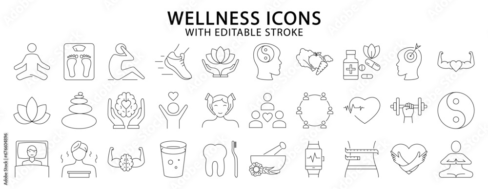 Wellness icons. Wellness icon set. Wellness line icons. Vector ...