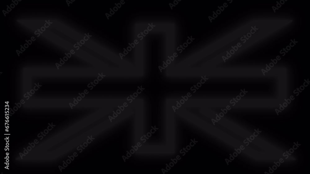 Neon flag of Great Britain on a black screen. The flickering sign of ...