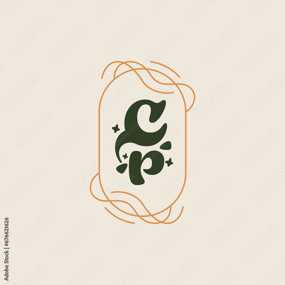 letter CP Elegant wedding alphabet. Typography luxury classic lettering ...