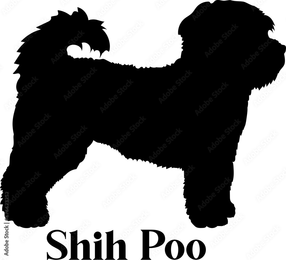 Vecteur Stock Shih Poo Dog silhouette dog breeds logo dog monogram logo ...
