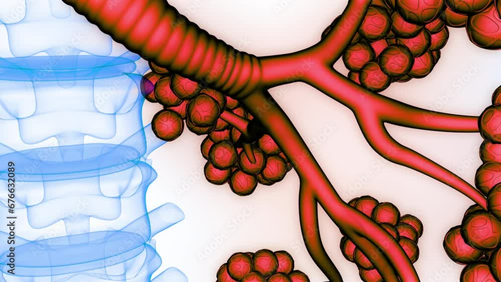 Human Respiratory System Lungs with Alveoli Anatomy Animation Concept ...