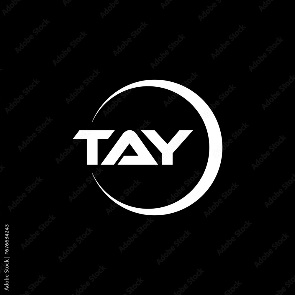 TAY letter logo design with black background in illustrator, cube logo ...