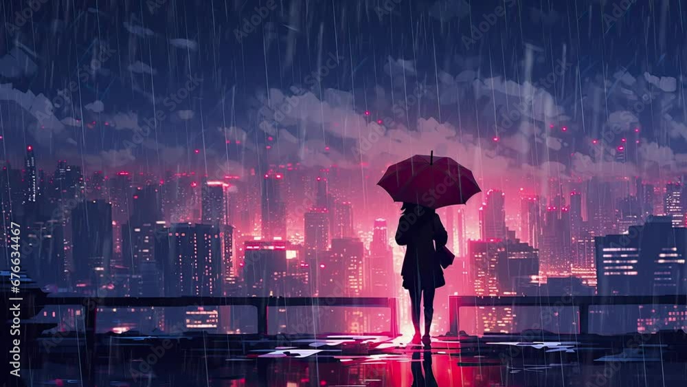 Seamless loop animation. people, News Reporter. Standing Rainy Night ...