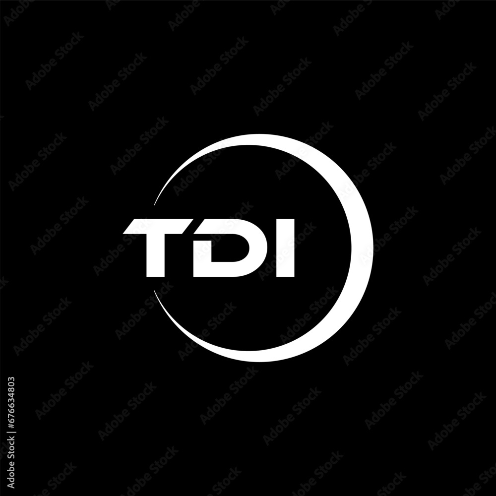TDI letter logo design with black background in illustrator, cube logo ...