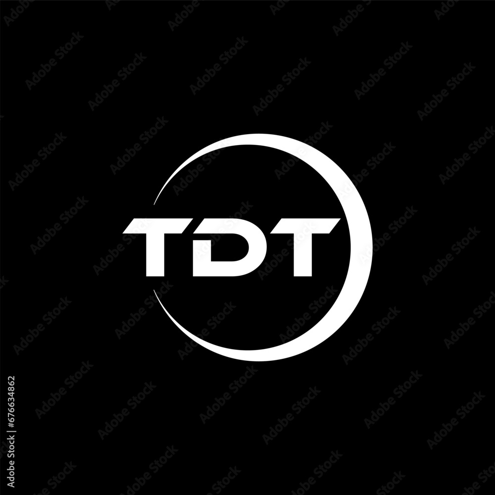 TDT letter logo design with black background in illustrator, cube logo ...