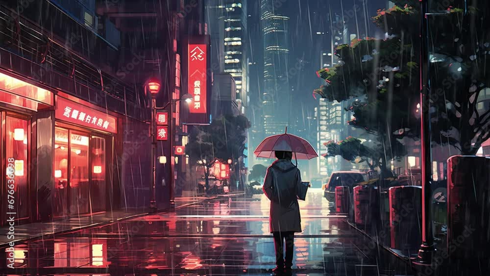 Seamless loop animation. people, Cameraman/Camerawoman. Standing Rainy ...