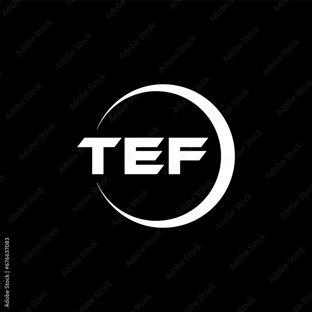 TEF letter logo design with black background in illustrator, cube logo ...