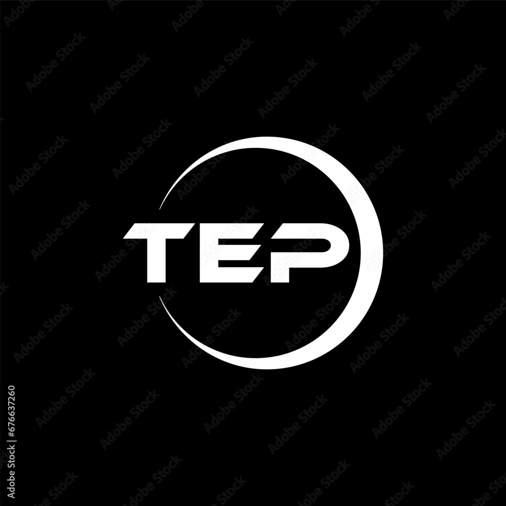 TEP letter logo design with black background in illustrator, cube logo ...