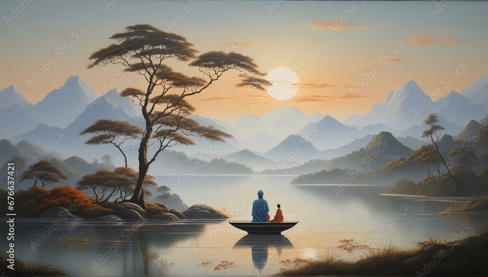 Immersive Artistry: Vibrant Colors in 3D Harmony, Landscape Background ...