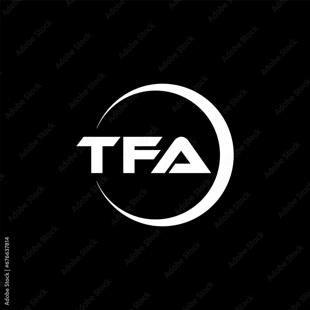 TFA letter logo design with black background in illustrator, cube logo ...