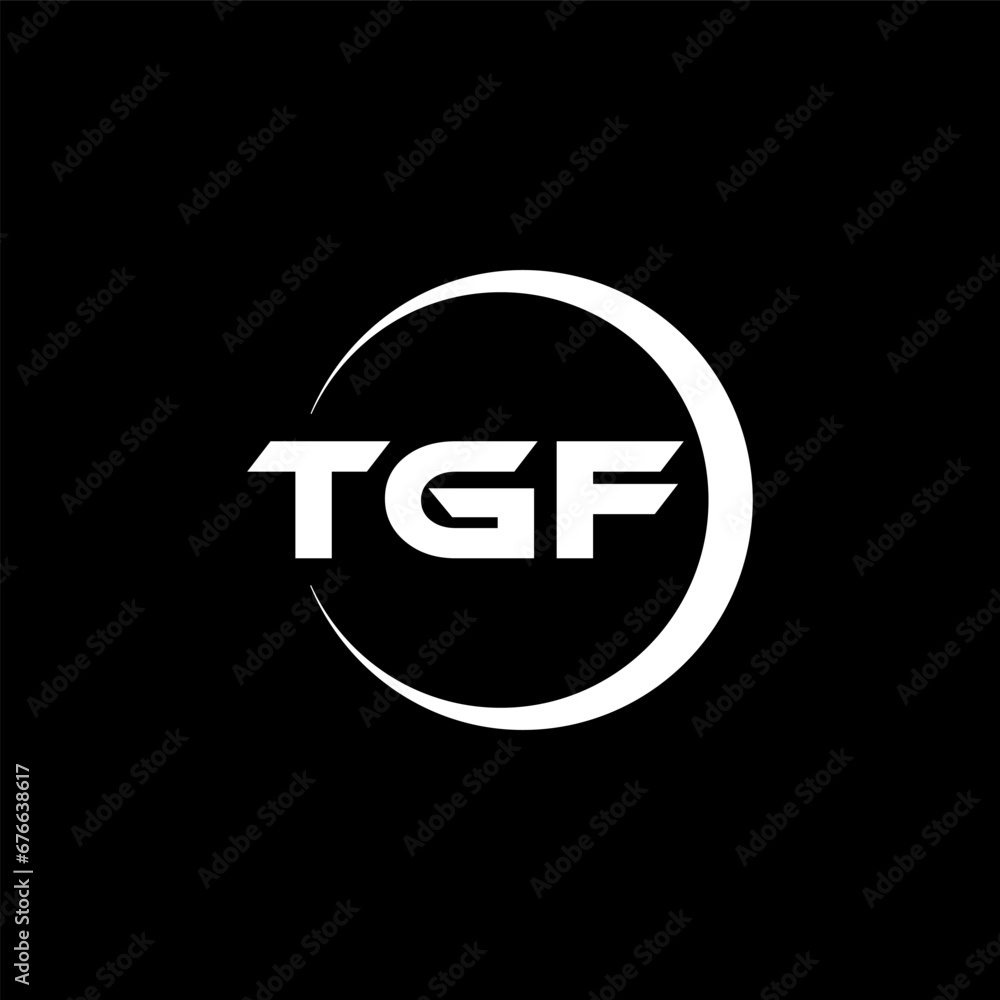 TGF letter logo design with black background in illustrator, cube logo ...