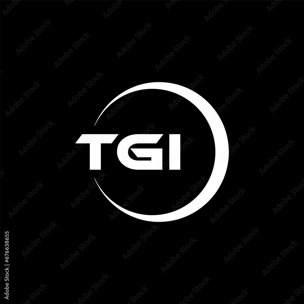 TGI letter logo design with black background in illustrator, cube logo ...