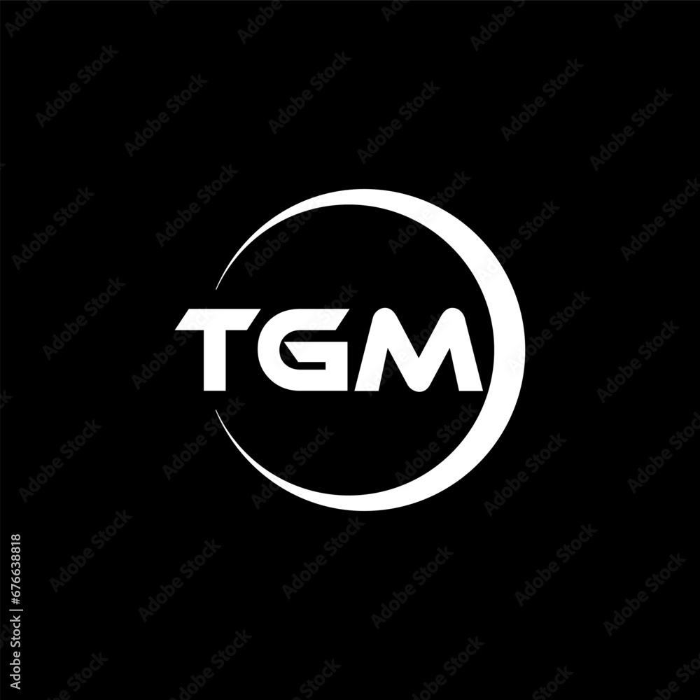 TGM letter logo design with black background in illustrator, cube logo ...