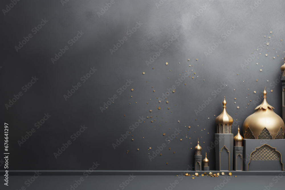 Ramadan Kareem simple minimalism soft grey background. Greeting for ...