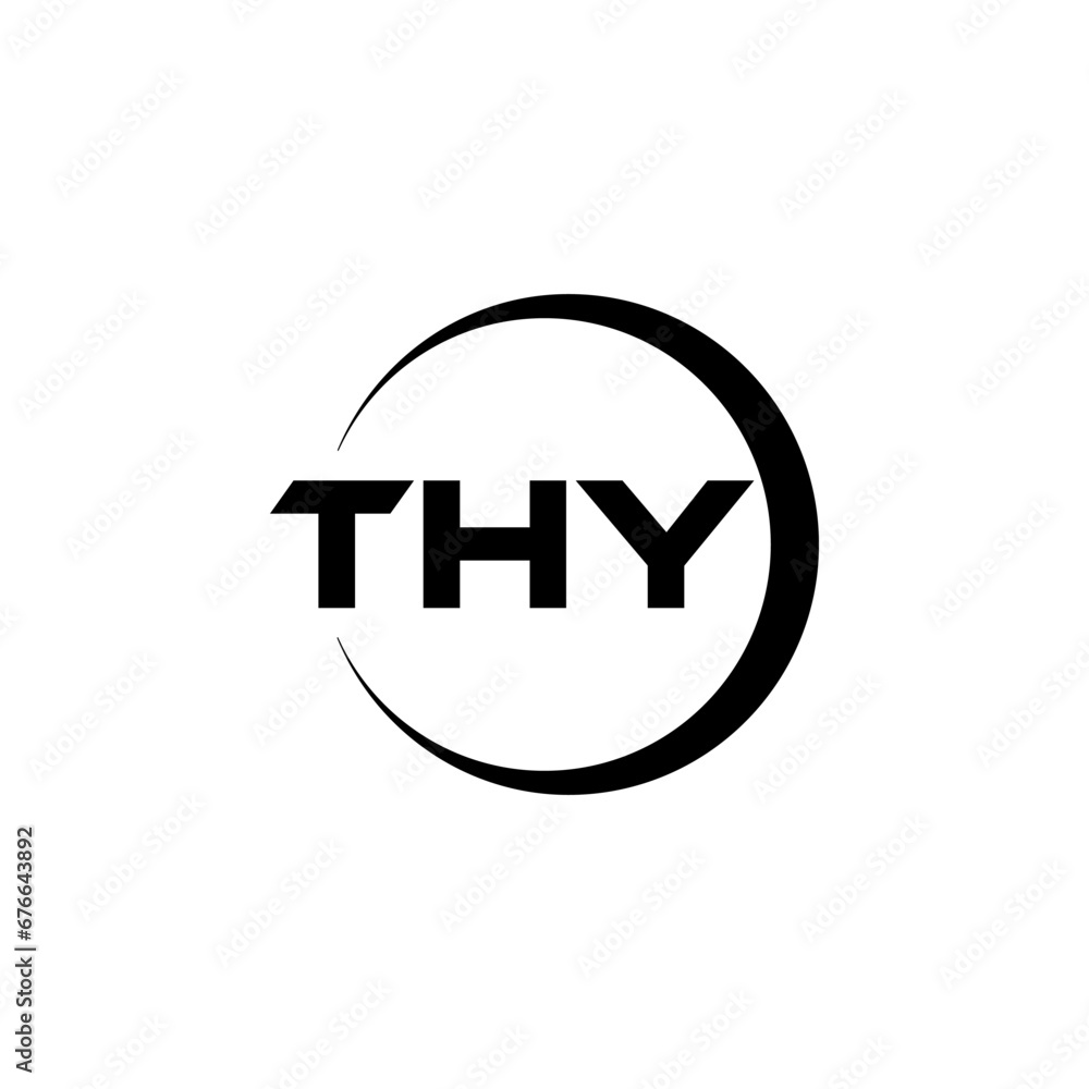 THY letter logo design with white background in illustrator, cube logo ...