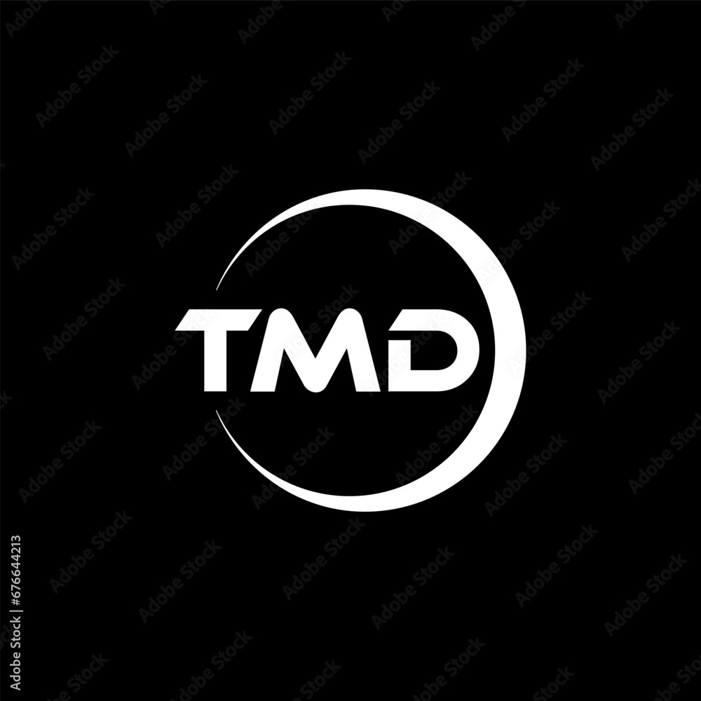 TMD letter logo design with black background in illustrator, cube logo ...