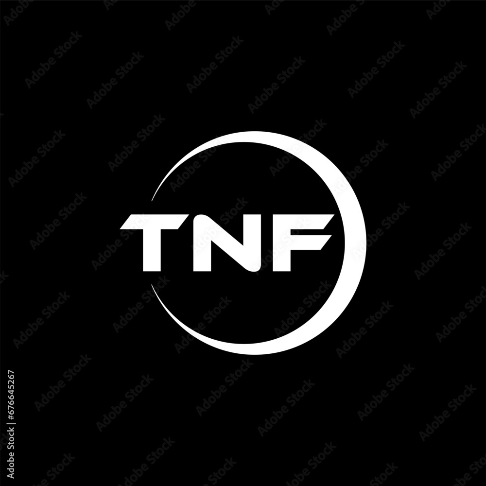 TNF letter logo design with black background in illustrator, cube logo ...