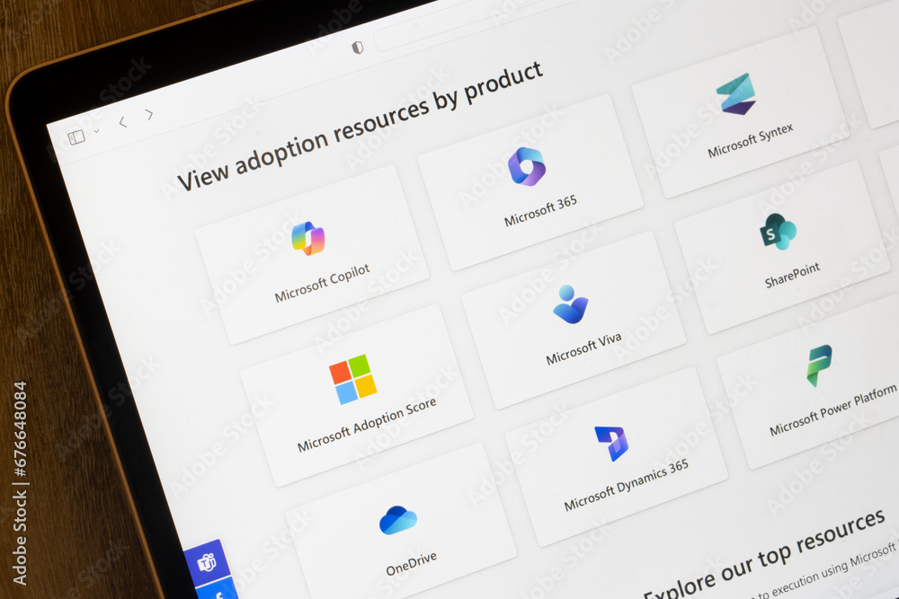 Portland, OR - Nov 3, 2023: Assorted Microsoft adoption resources are ...