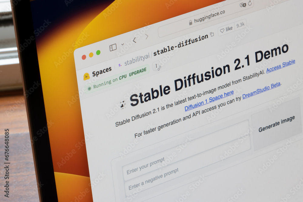 Portland, OR, USA - Nov 10, 2023: Stable Diffusion 2.1, a Hugging Face ...