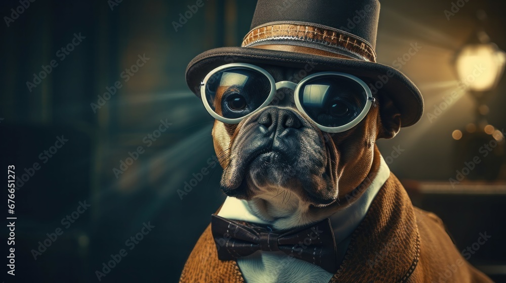 Dapper bulldog sports a monocle and a top hat. National dress up your ...