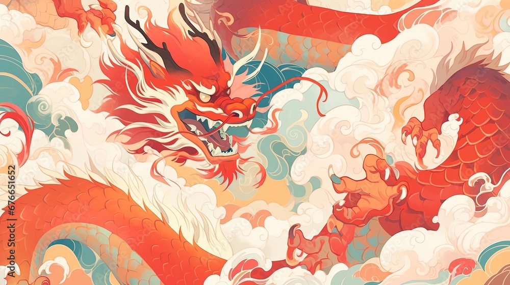 Template Background of Chinese New Year of Dragon Loong Illustration ...