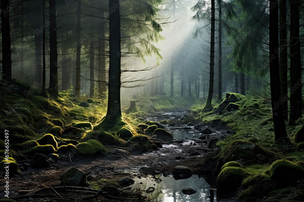 Forest in the morning with beautiful sun light for wallpaper, zoom ...
