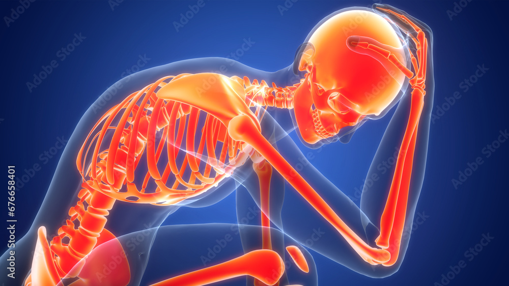 Human Skeleton System Pain in Bone Joints Anatomy Stock Illustration ...